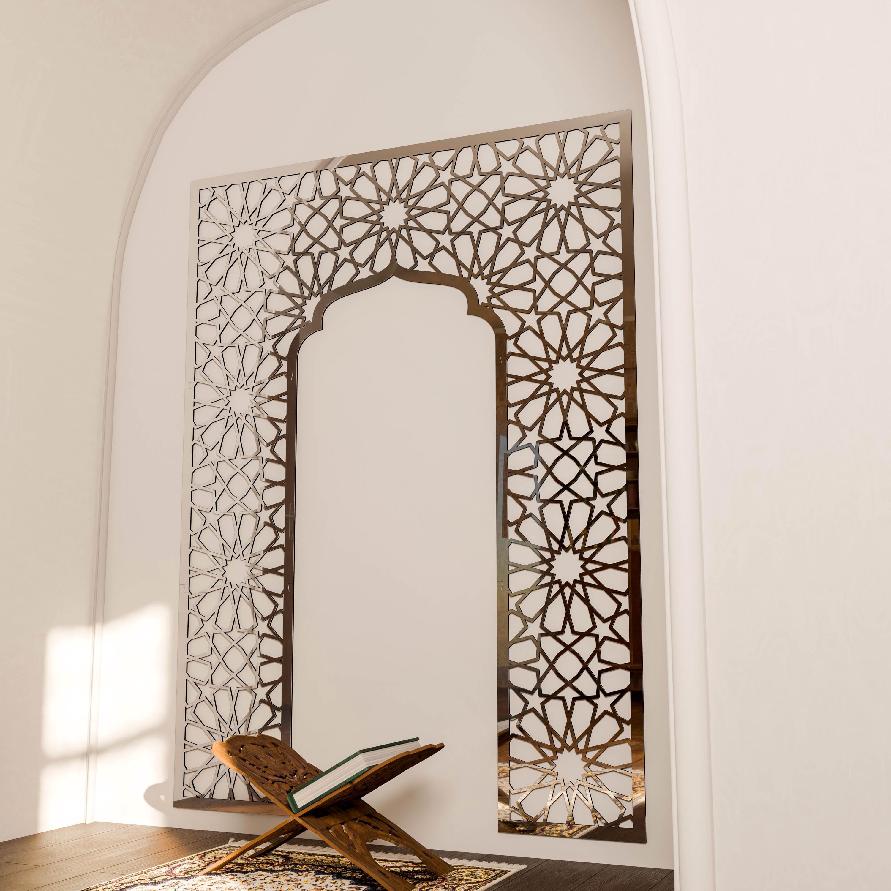 Large Mihrab Islamic Wall Art Muslim Prayer Room Moroccan Wood ...
