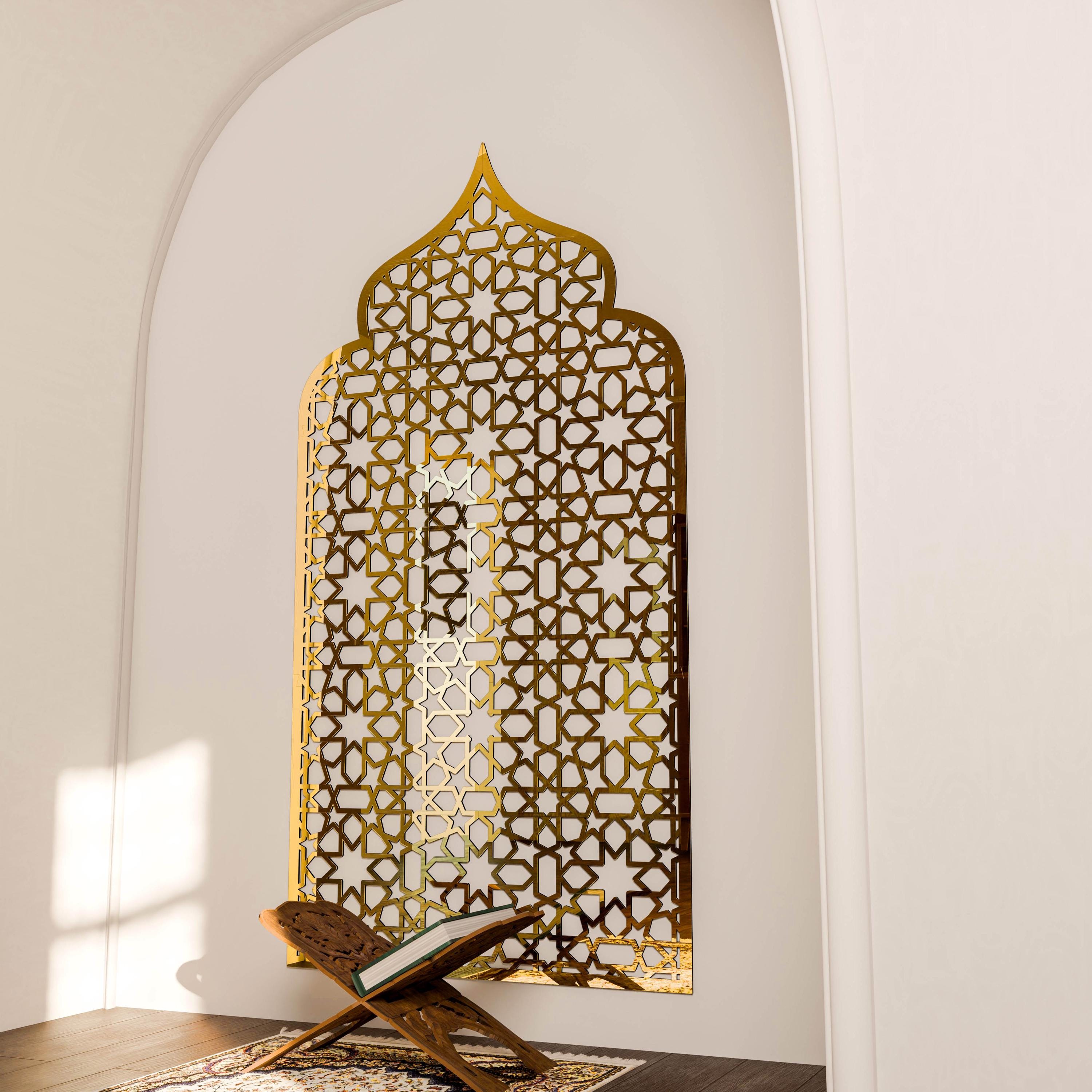 Mihrab Islamic Wall Art Moroccan Wood Mehraab Panel for Muslim Prayer ...