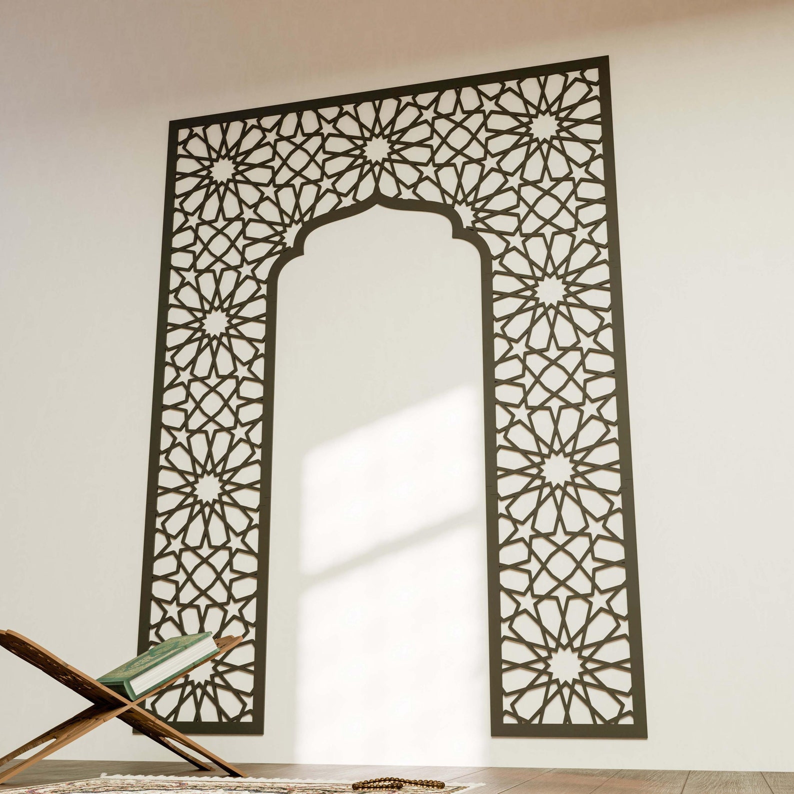 Large Mihrab Islamic Wall Art Muslim Prayer Room Moroccan Wood ...