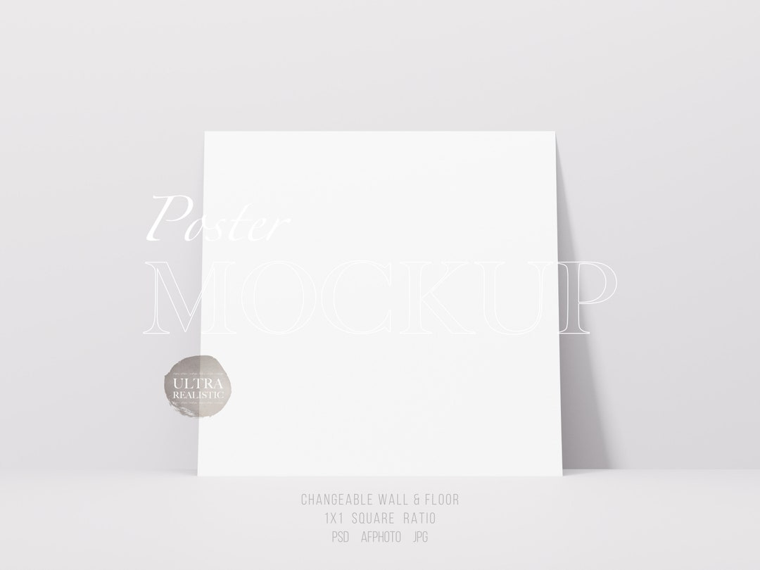 Square Poster Mockup, 10x10 Simple Poster Display Mockup, Modern ...