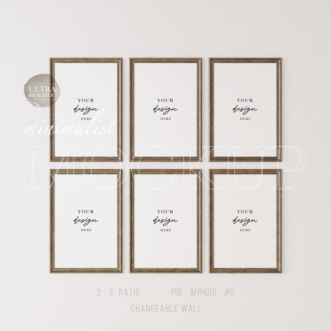 6 Frame Mock Ups, Dark Wooden Frame Mockup, Antique Frame Mockup, 2x3 ...