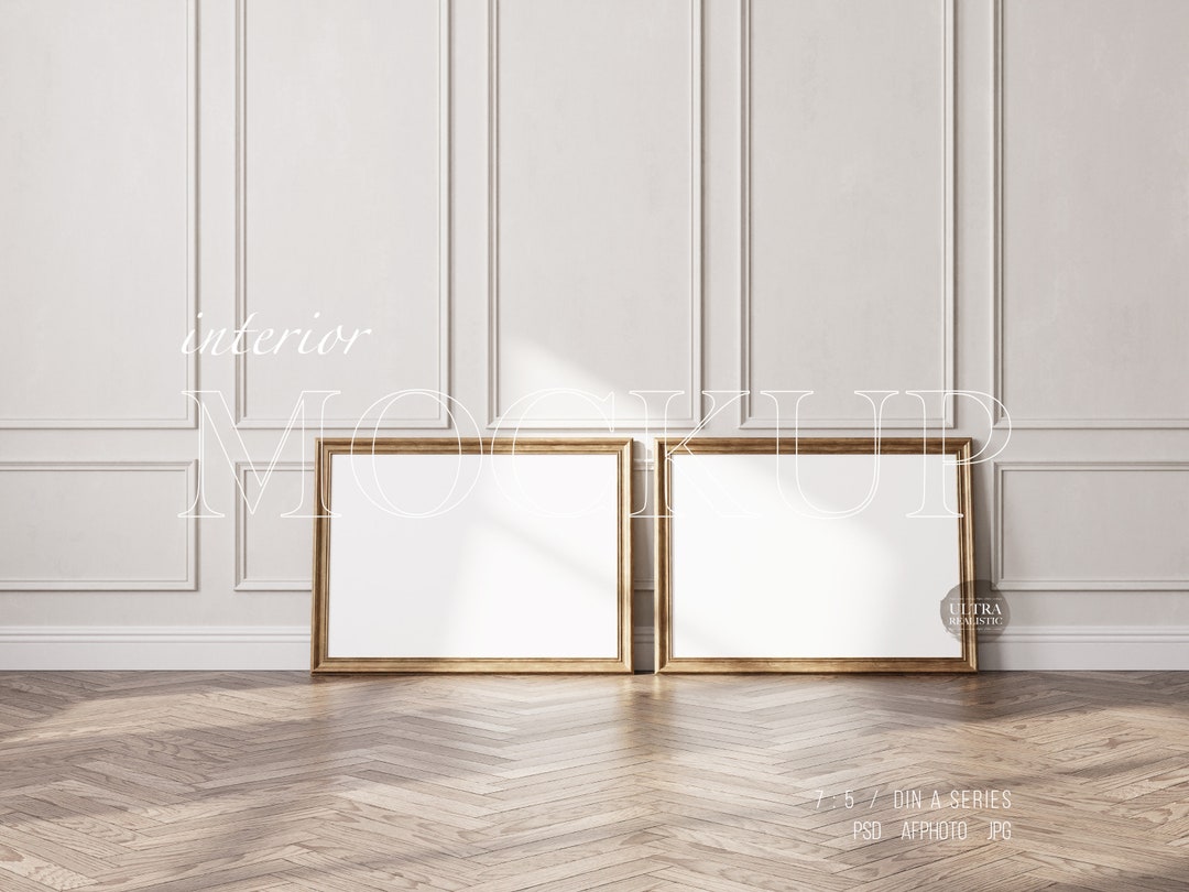 Duo Antique Horizontal Frame Mockup, 2 Old Large Frame 7x5 Ratio ...