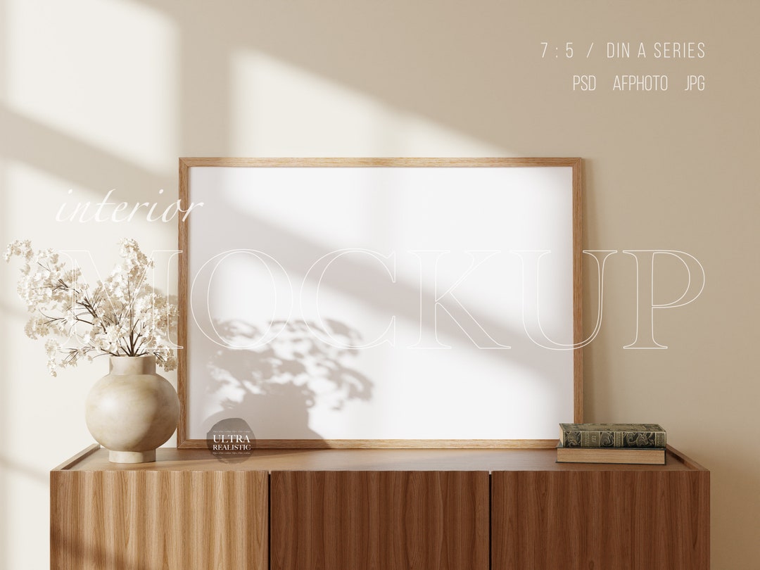 Landscape Frame Mockup, 7x5 Horizontal Frame Mockup, Poster Mockup ...