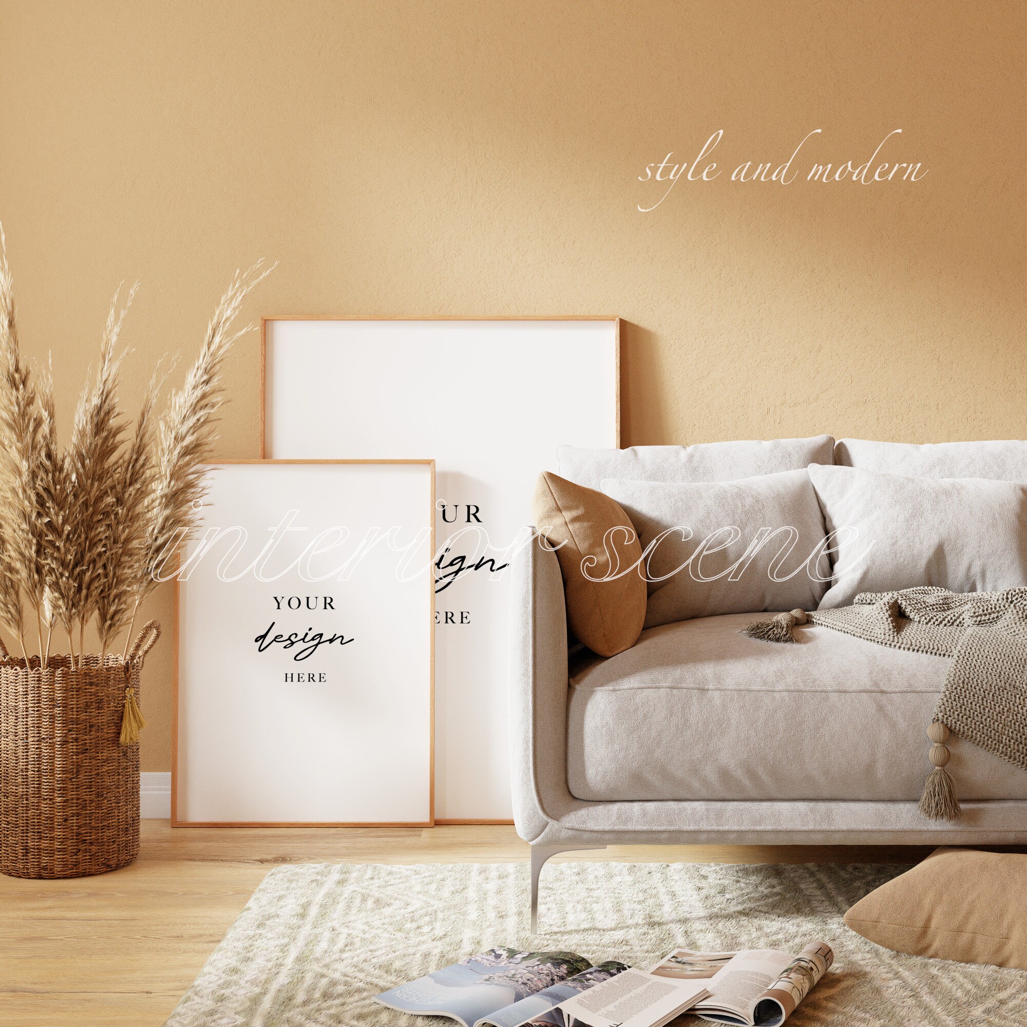 Tall Poster Mockup 2 Frames Mockup Vertical Wood Frame - Etsy