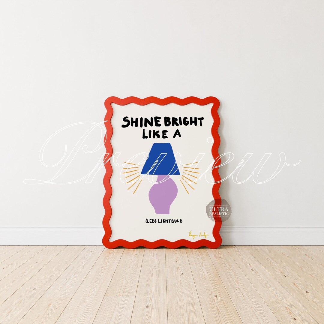 Scarlet Red Wiggle Frame Mockup, 3x4 Vertical Wiggly Border Picture ...