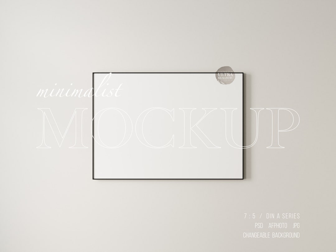Black Thin Frame Mockup, 7x5 Modern Digital Mockup, Minimalist Black ...