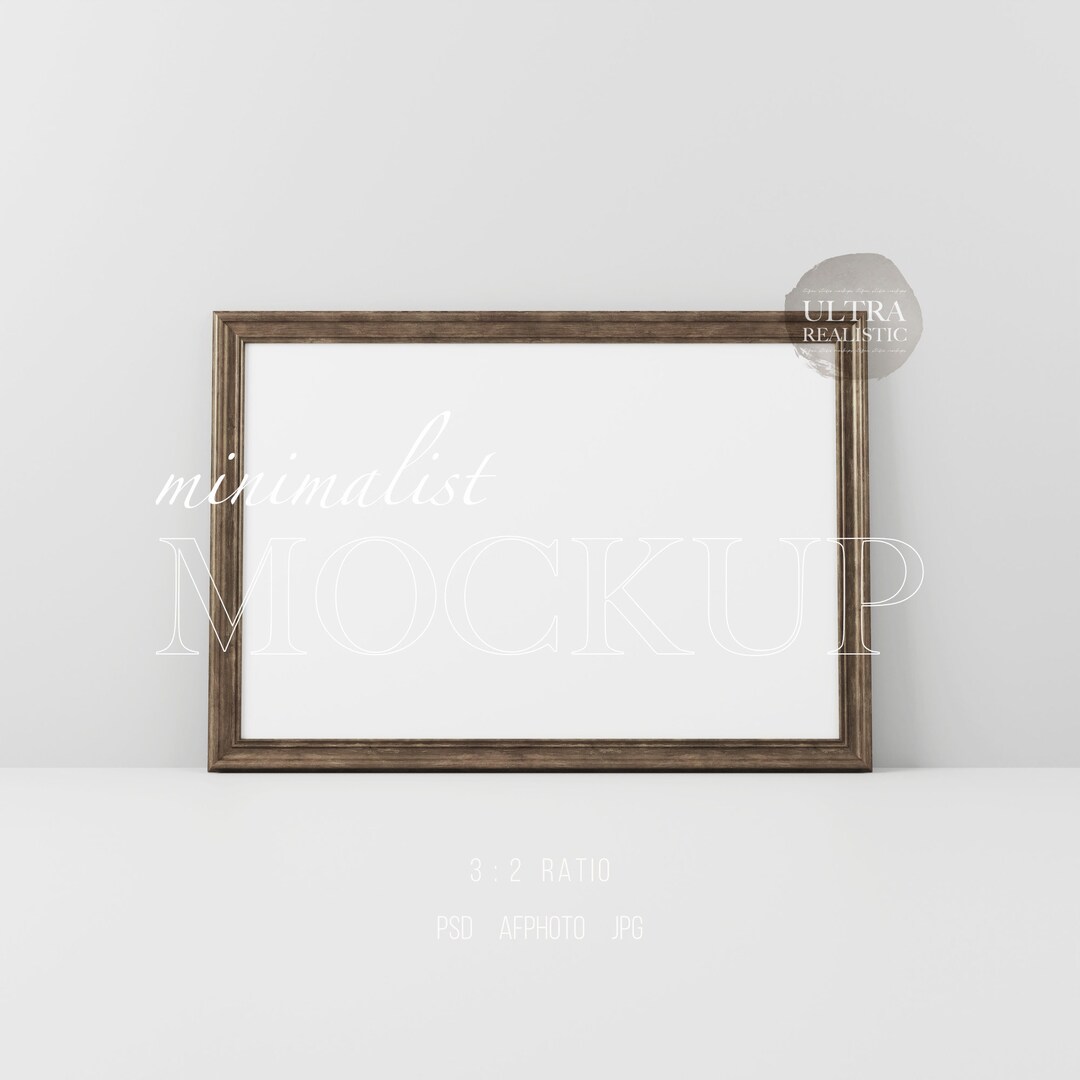 Antique Frame Mockup, Dark Wooden Frame Mockup, 3x2 Ratio Frame ...