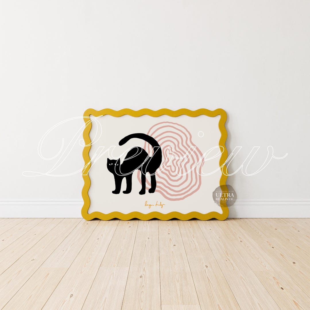 Honey Yellow Wiggle Frame Mockup, 4x3 Horizontal Wiggly Border Picture ...