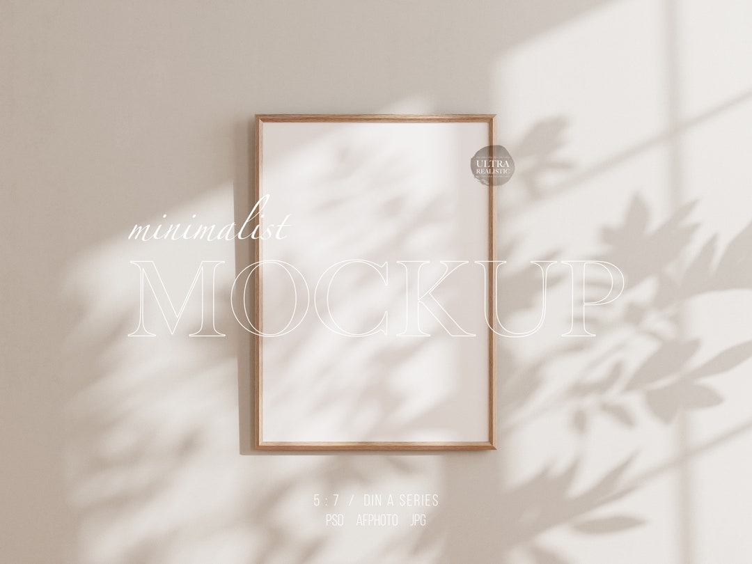 Single Wood Frame Mockup DIN A, 5x7 Modern Digital Mockup, Minimalist ...