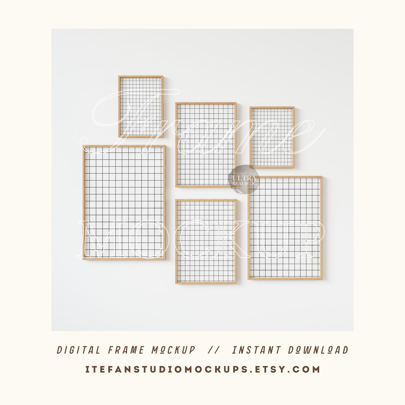 Six 5x7 Vertical Frame Mockup, Set of 6 Frames Mockup on Wall, Digital ...