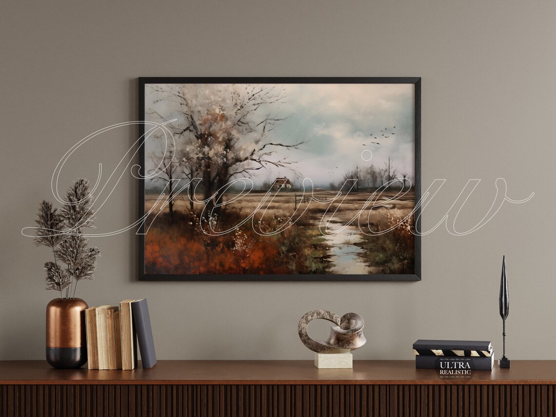7x5 Landscape Frame Mockup, Luxury Dark Room Mockup, Black Wood Frame ...