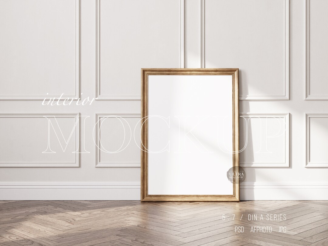 Antique Vertical Frame Mockup, Old Large Frame 5x7 Ratio DIN A, Modern ...