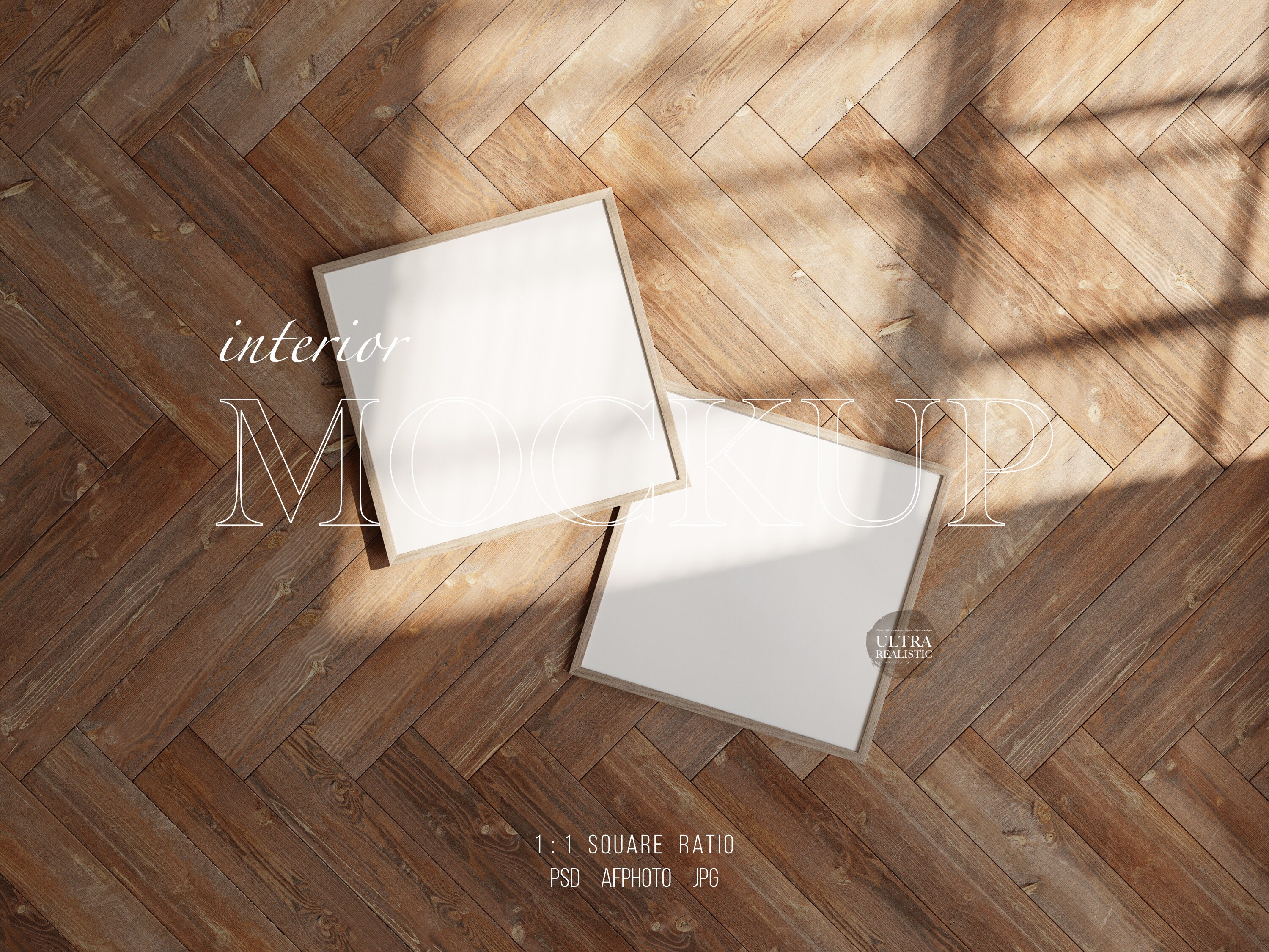 Duo Square Frame Mockup in Vintage Interior Scene, Digital Frame Mockup ...