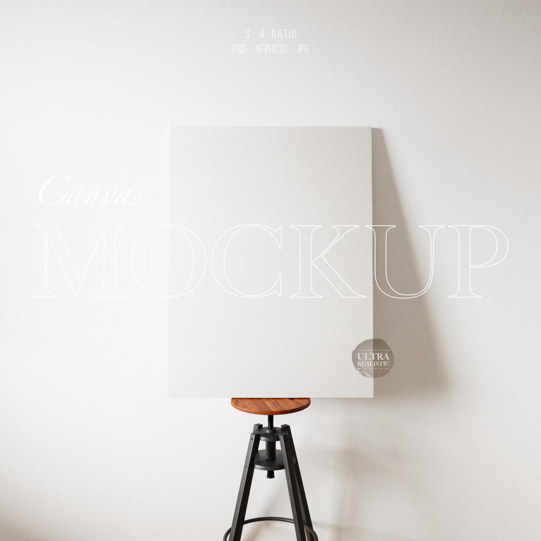 3x4 Tall Cotton Canvas Mockup, Large Vertical Painting Mockup ...
