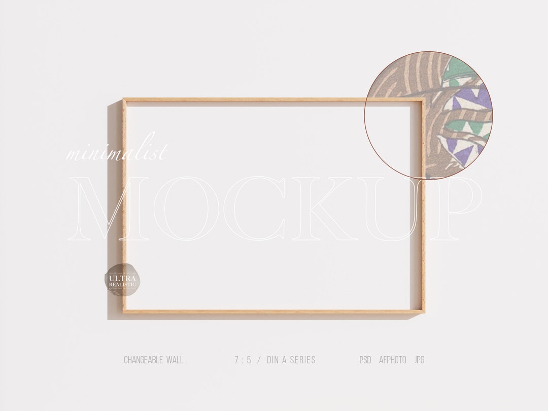 7x5 Light Wood Frame Mockup, Poster Frame Mockup, Nordic Horizontal ...