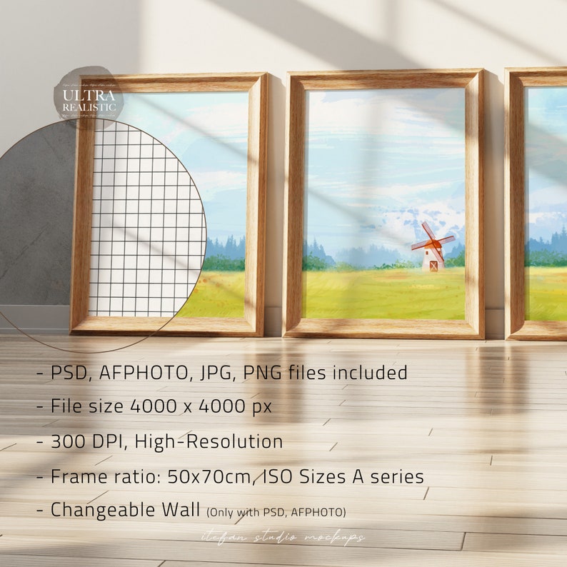 Three Frames Triple Wood Frames Mockup 3 Frame Mock Up Set - Etsy