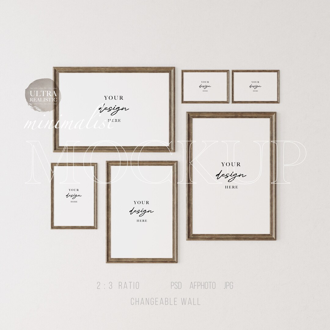 6 Frame Mock Ups, Gallery Wall Mockup for Art, Antique Frame Mockup ...
