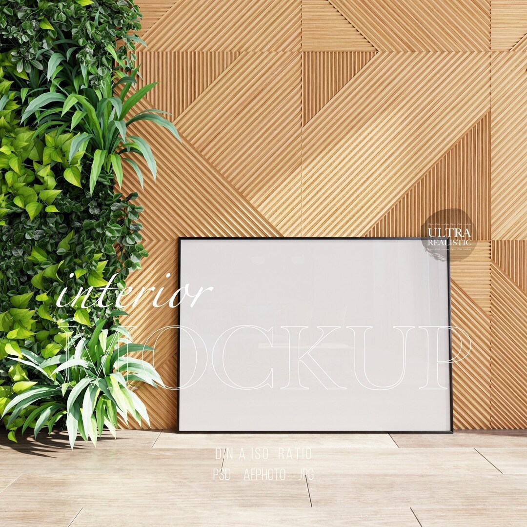 Boho Style Frame Mockup, 5x7 Horizontal Poster Mockup, Digital Frame ...