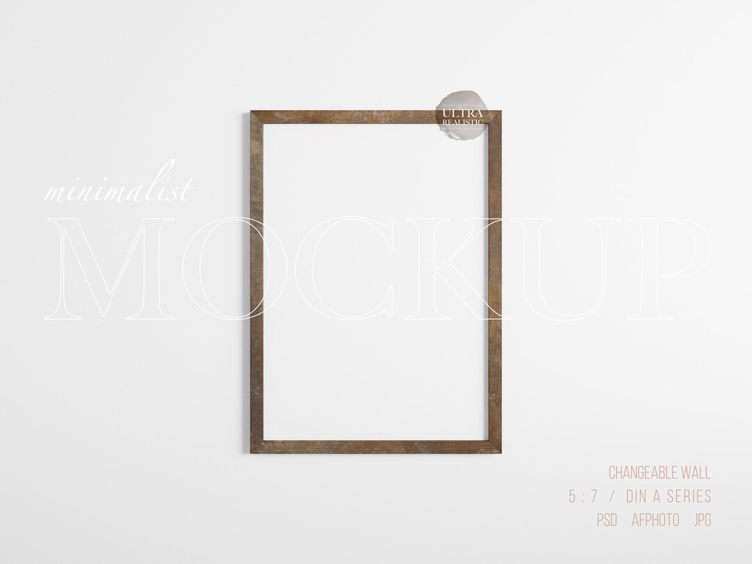 5x7 Rural Old Frame, Dark Brown Wooden Frame Mockup, Antique Frame ...