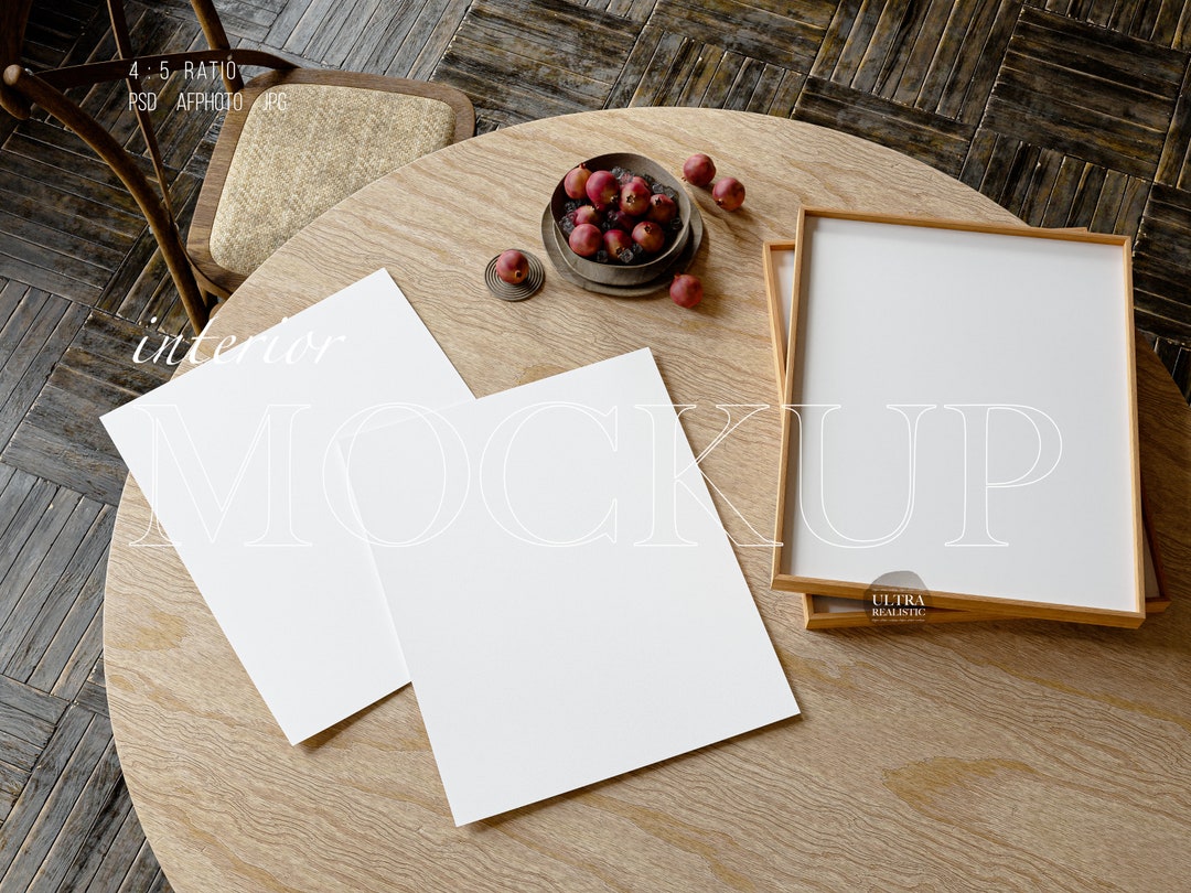 Three 4x5 Ratio Frame, Wood Frame Mockup, Printable Art Display, Wall ...