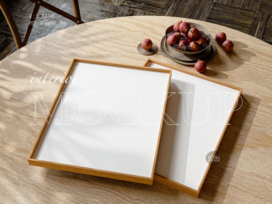 Two 4x5 Ratio Frame, Wood Frame Mockup, Printable Art Display, Wall Art ...