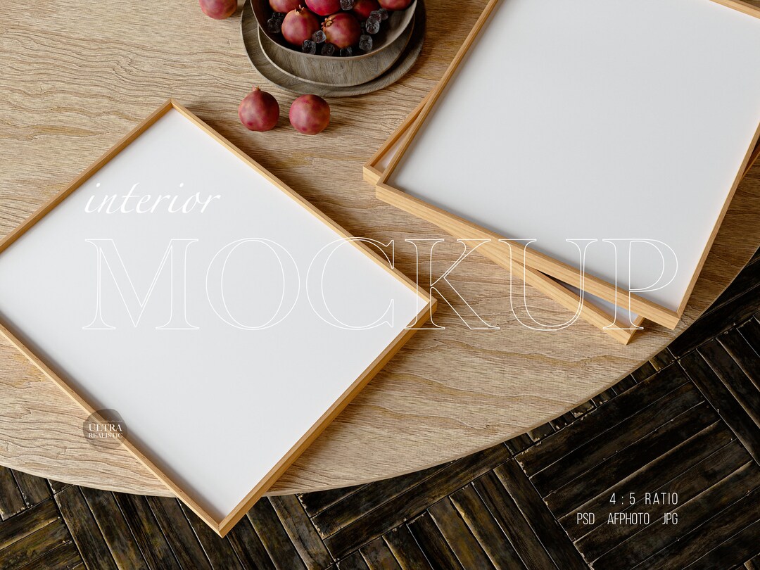 4x5 Ratio Frame, Light Wood Frame Mockup, Printable Art Display, Wall ...