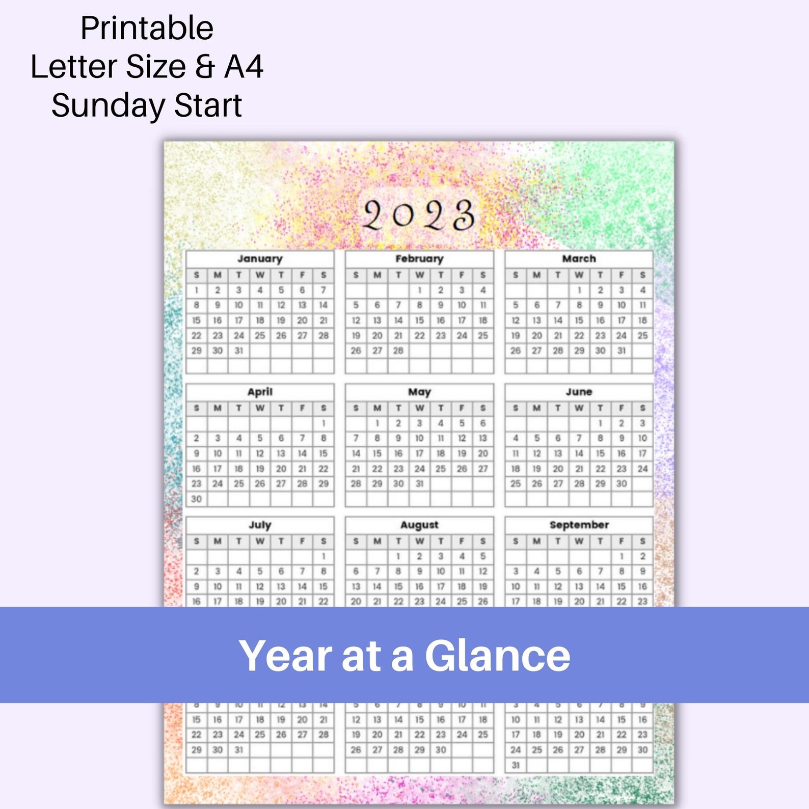 2023 Calendar, Printable Editable Portrait Calendar, Color Mist ...