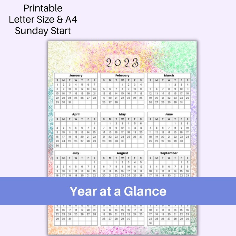 2023 Calendar, Printable Editable Portrait Calendar, Color Mist ...