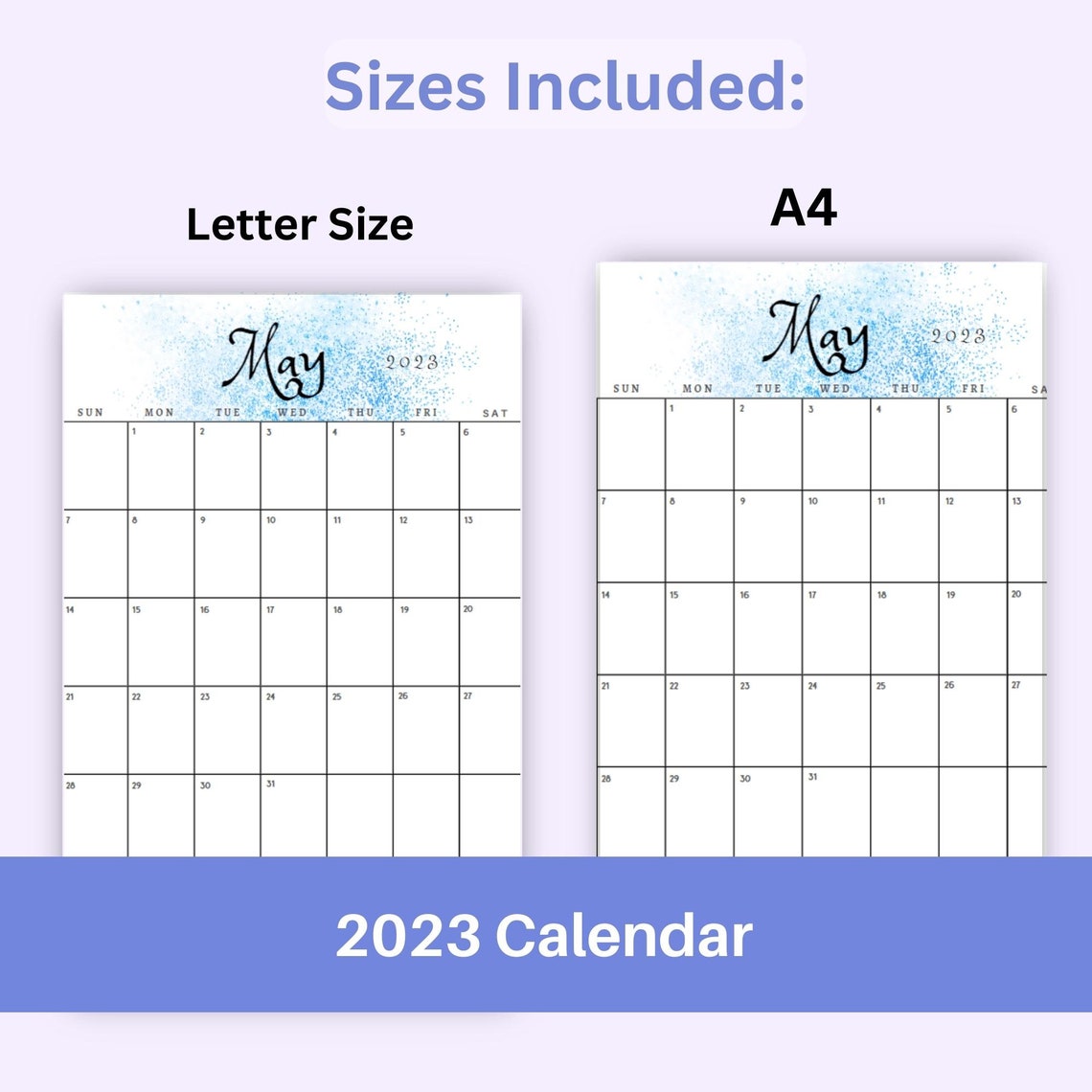 2023 Calendar, Printable Editable Portrait Calendar, Color Mist ...