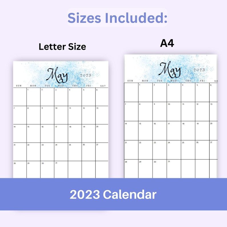 2023 Calendar, Printable Editable Portrait Calendar, Color Mist ...