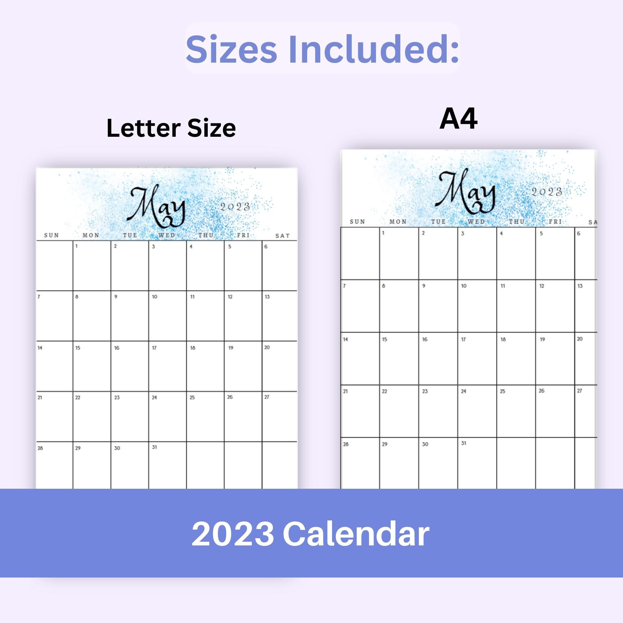 2023 Calendar, Printable Editable Portrait Calendar, Color Mist ...