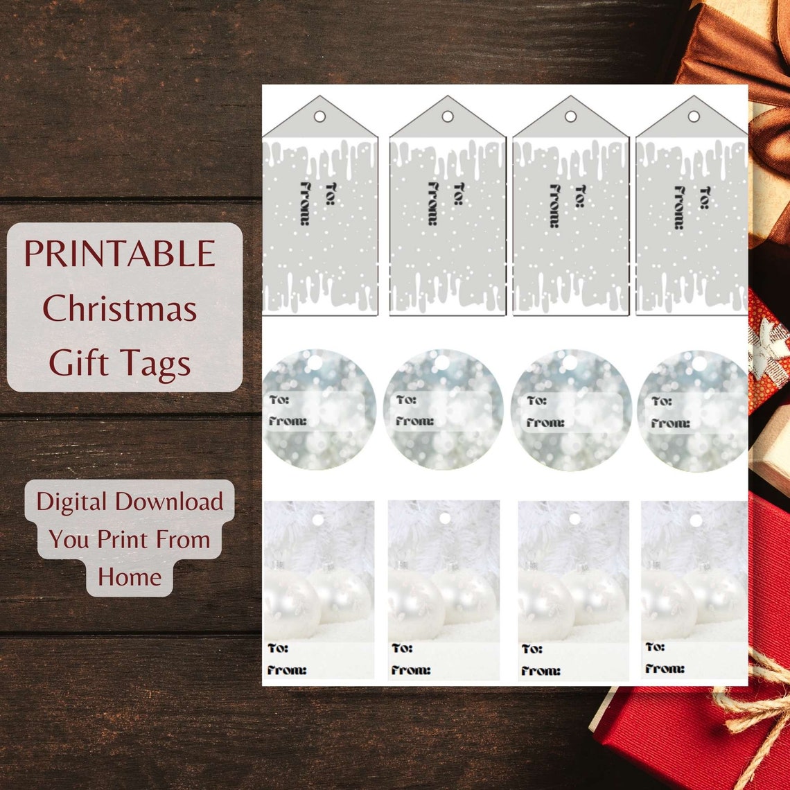 Christmas Gift Tags, Printable Christmas Gift Tags, Digital Gift Tags ...