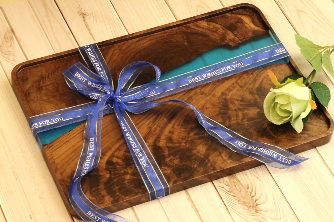 Rectangle Resin Walnut River Tray,resin Charcuterie Board,walnut Resin ...