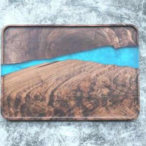 Rectangle Resin Walnut River Tray,resin Charcuterie Board,walnut Resin ...