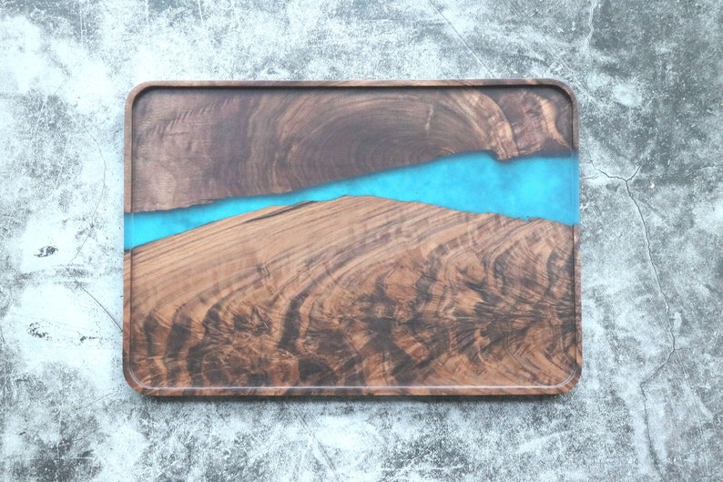 Rectangle Resin Walnut River Tray,resin Charcuterie Board,walnut Resin ...