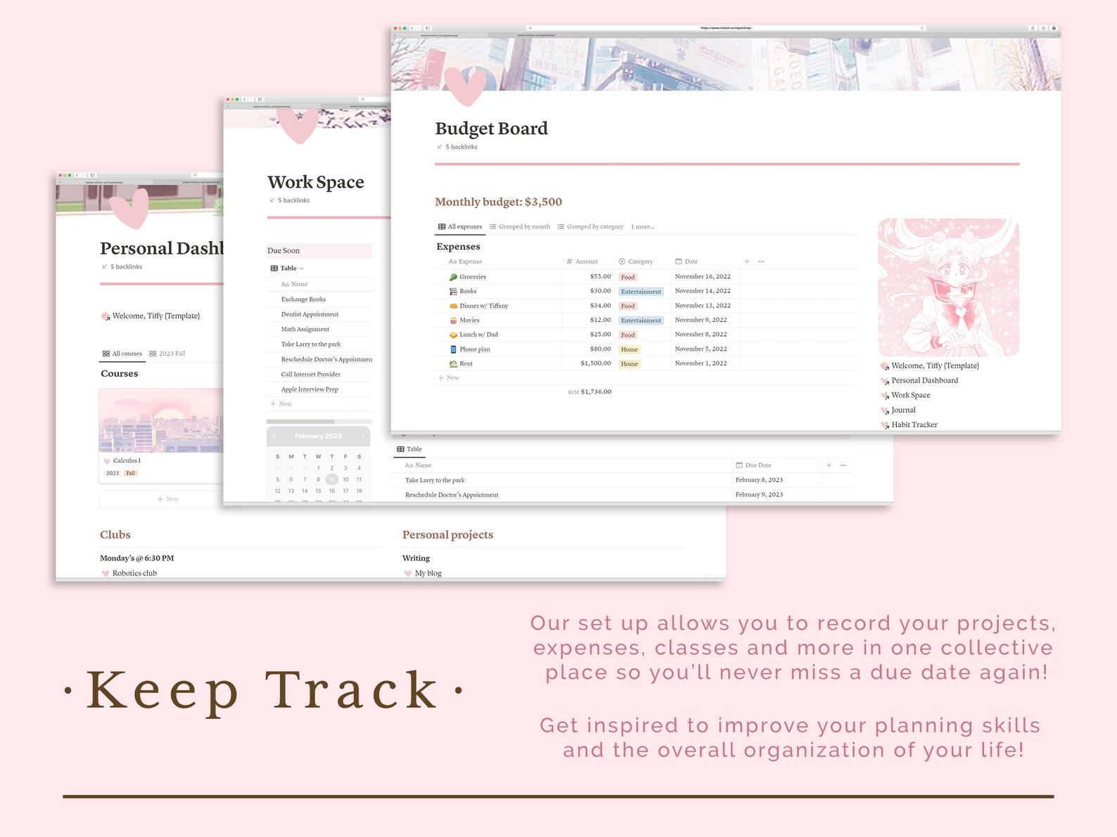 Aesthetic Sailor Moon Notion Template Notion All-in-one - Etsy Canada