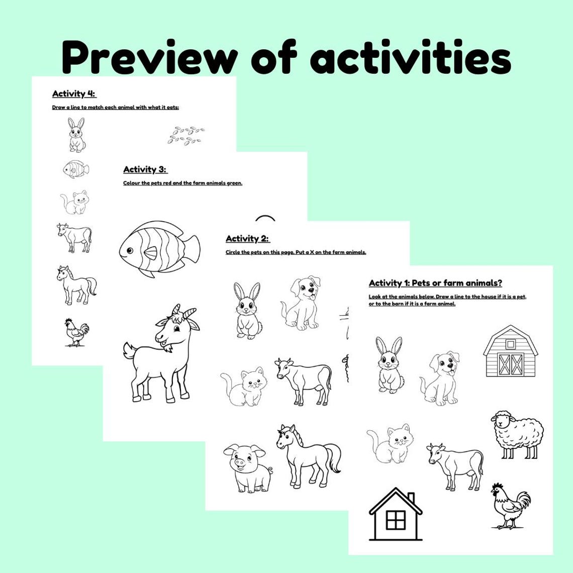 Farm Animals Vs Pets Sorting Activity: Educational Worksheets (PDF ...