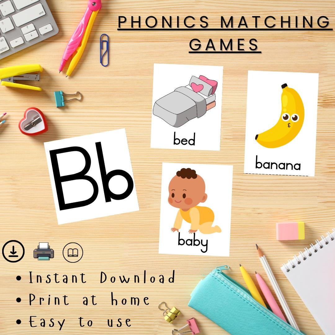 Alphabet Phonics Matching Game Printable | 28 Pages | ABC Letter and ...