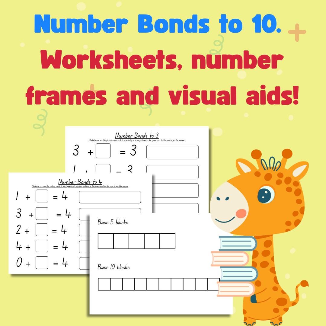 Number Bonds to 10 Worksheets With Ten Frames & Picture Support ...