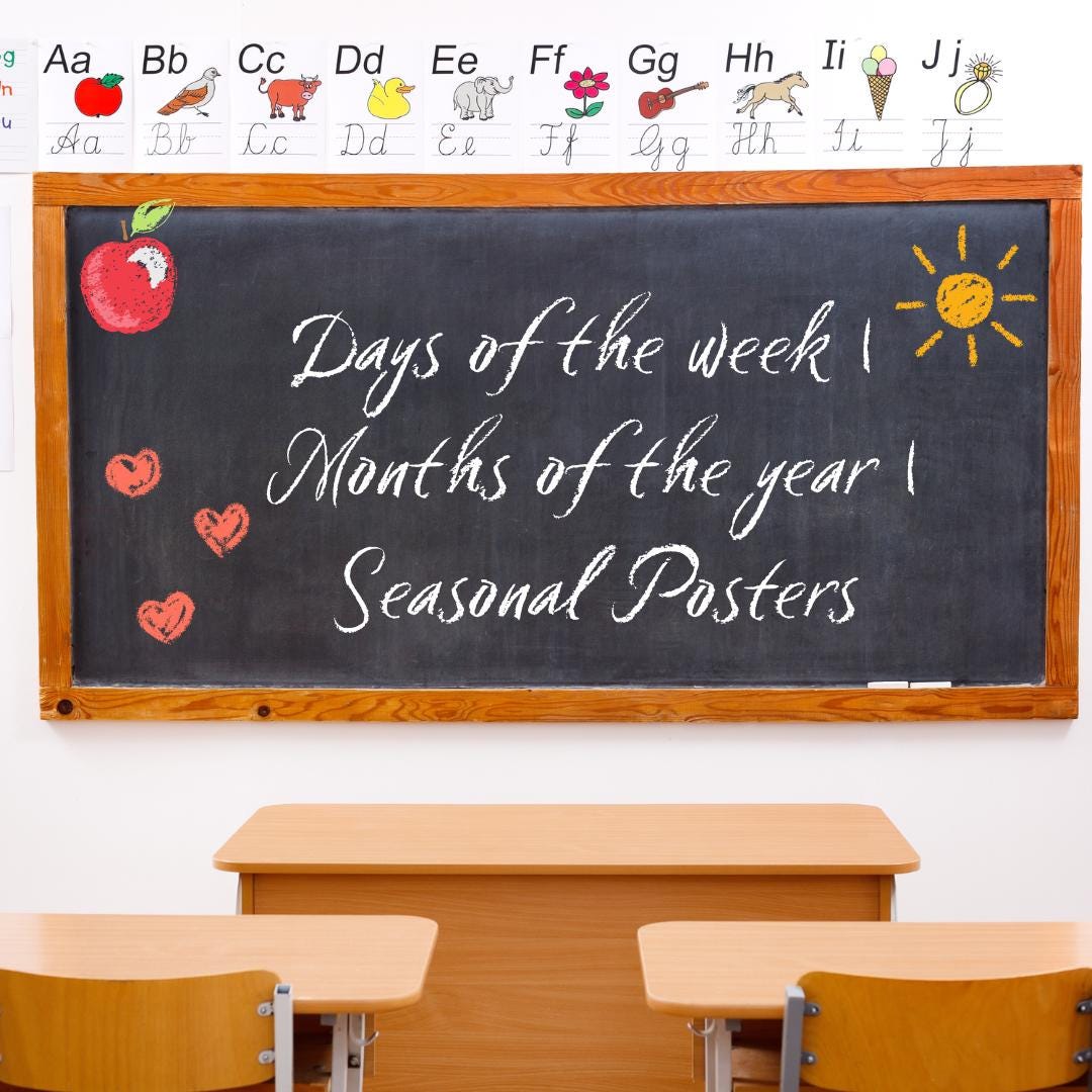 Days of the Week | Months of the Year Poster | Seasons Posters - Etsy