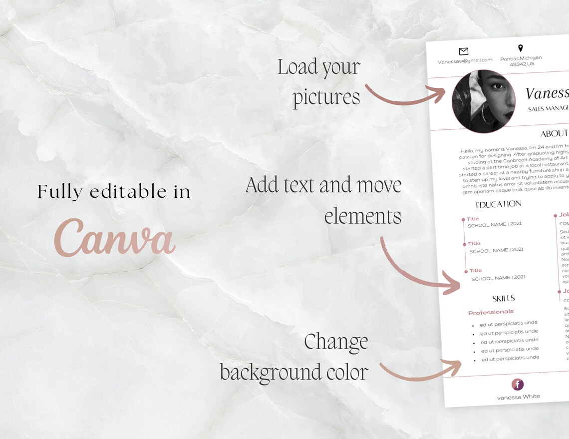 Professional Resume Template , CV Template , 2 Pages Editable ...