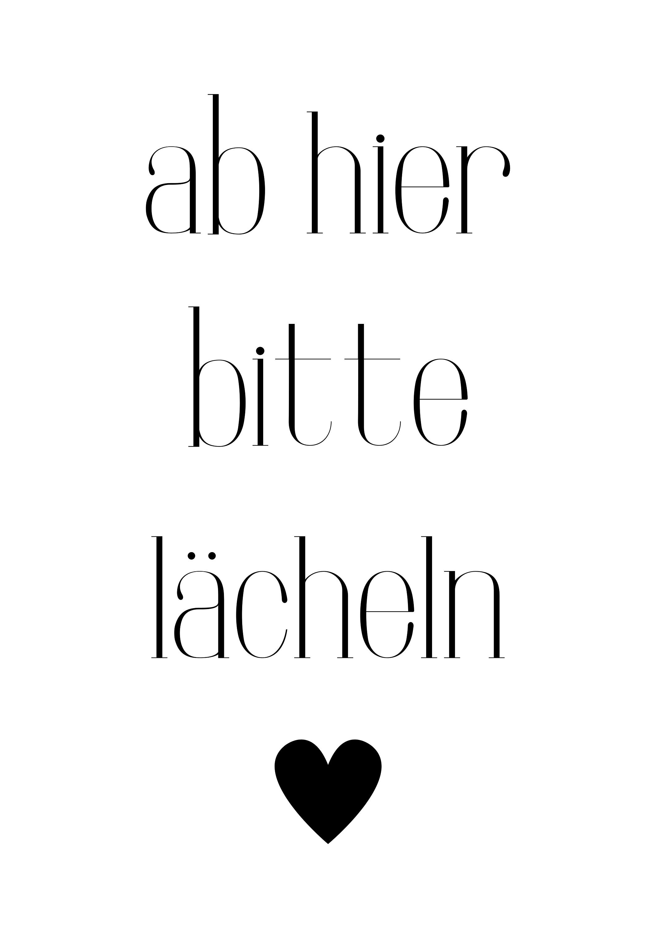 Bitte lächeln Bild Flur Poster Sprüche Schwarz Weiß Hausflur Deko ...