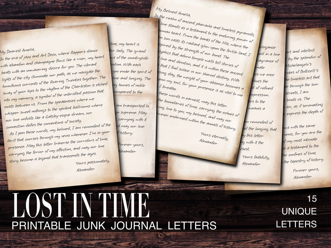 Vintage Junk Journal Letters Romantic Old Love Letter Page Junk Journal ...