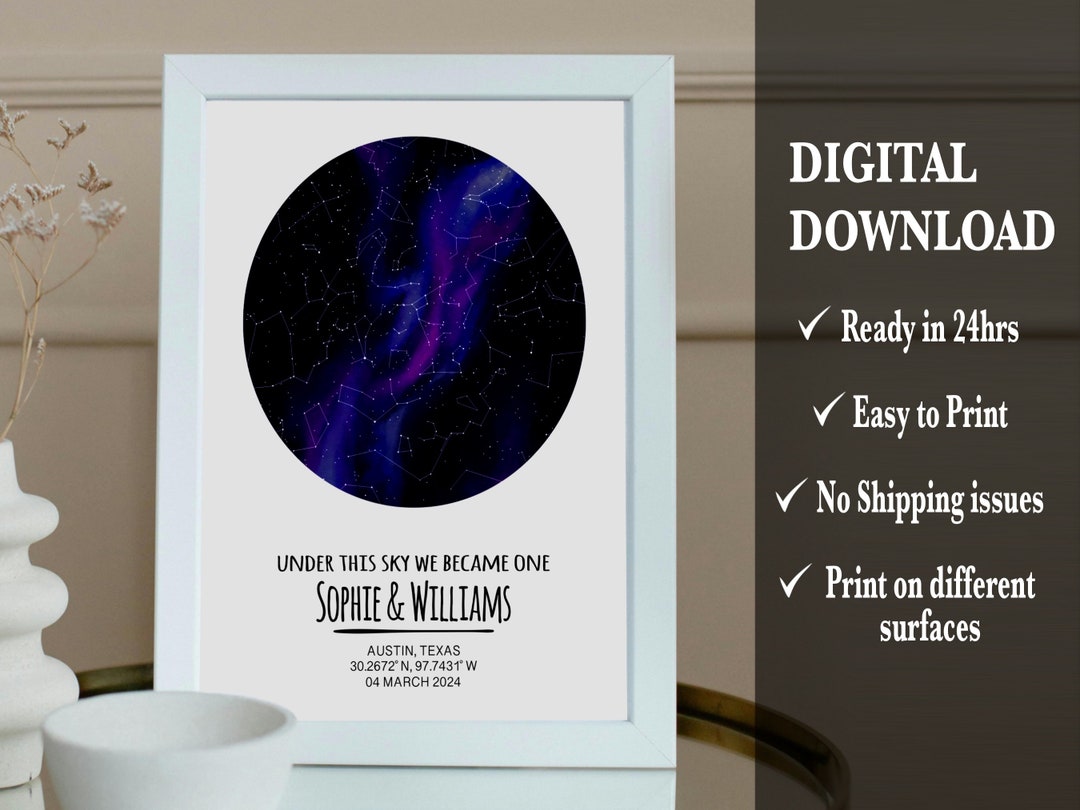 Star Map Night Light Custom Star Map the Night We Met First Date Map ...