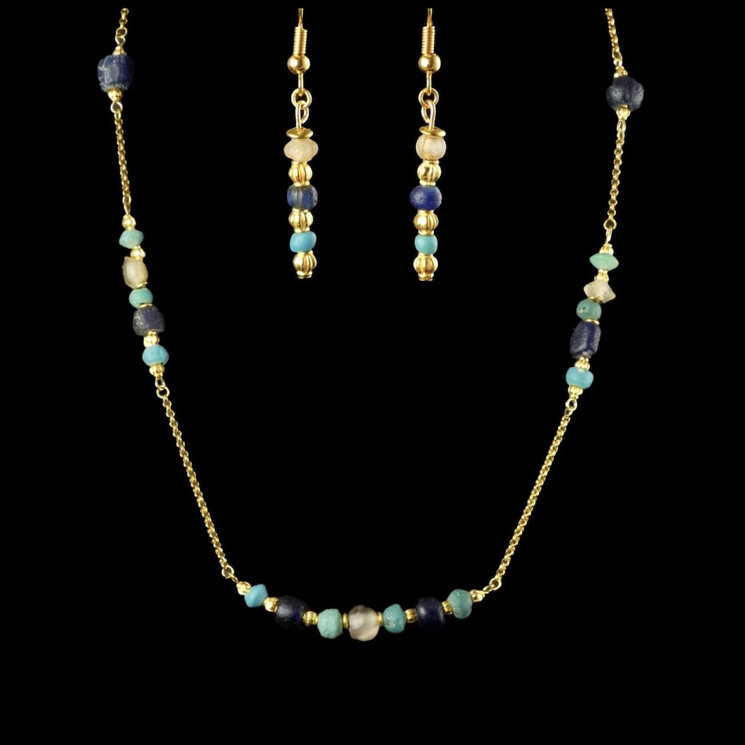 Roman Empire Necklace and Earrings With Authentic Roman Glass Beads ...