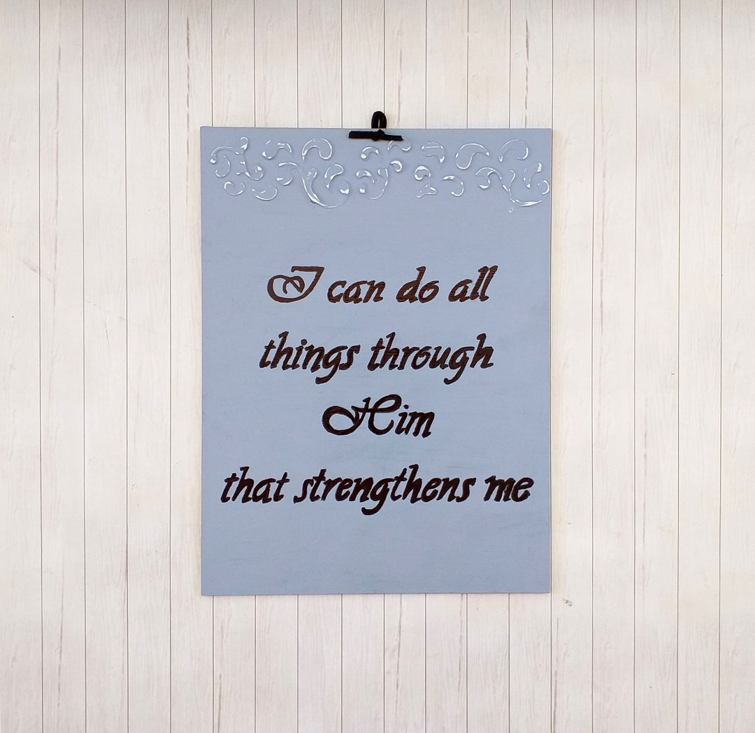 Hand Lettered Christian Quote Sign: Light Blue Rustic Wood Plaque - Etsy