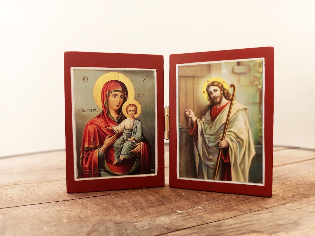 Orthodox Icon Diptych: Virgin Mary, Christ - Small Travel Size - Etsy