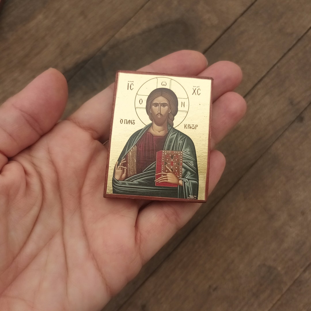 Small Jesus Icon: Orthodox Gift Magnet or Hanger, Gift Set Option - Etsy