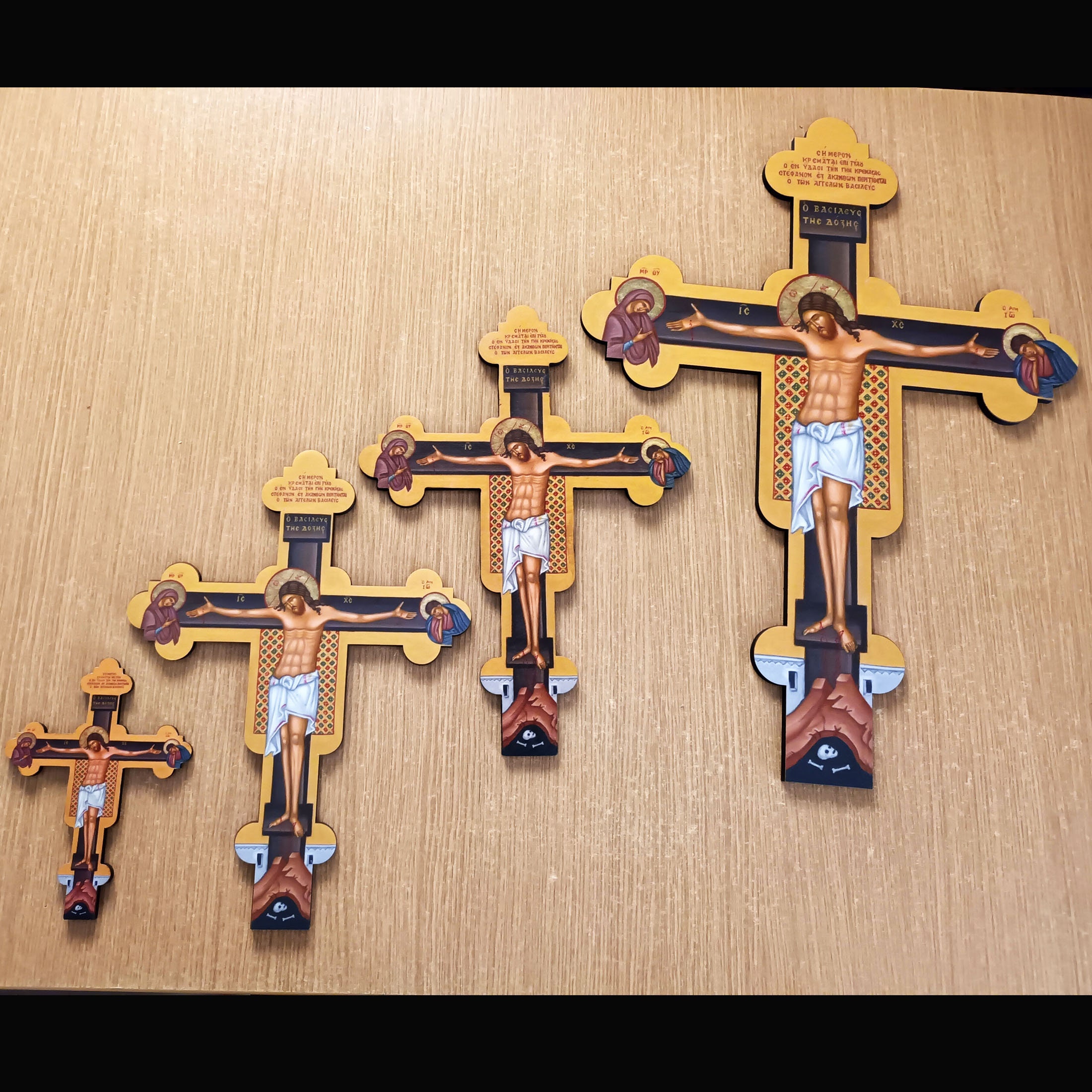 Crucifix Jesus Christ Wall Cross Printed Paper Icon on Wood - Etsy