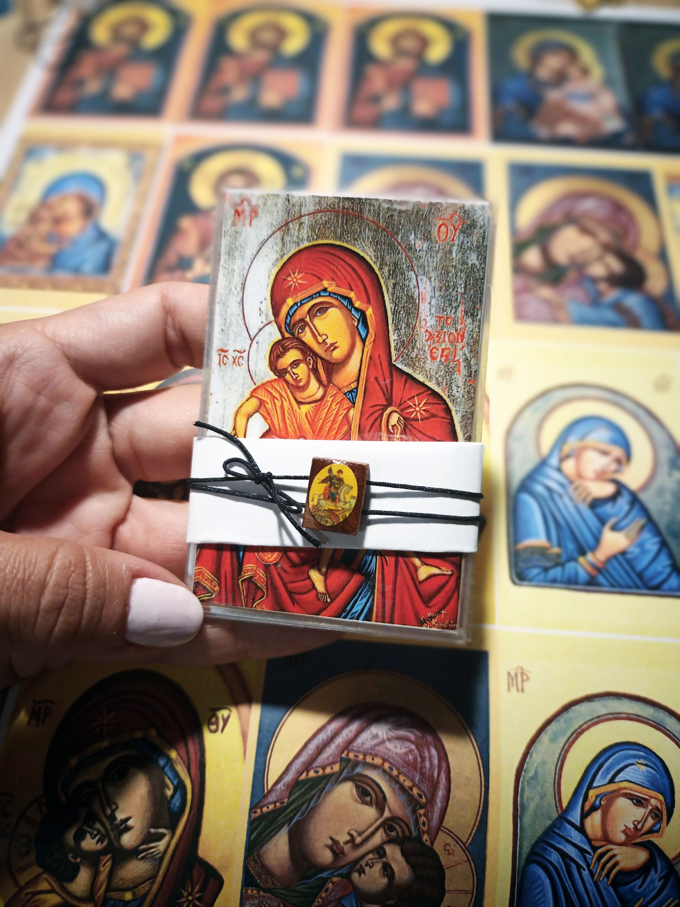 Orthodox Greek Laminated Icon Prayer Icon Cards, 2 Sets of 10 Different ...